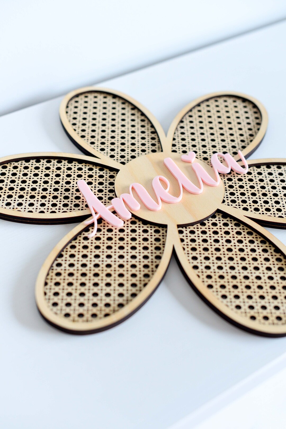 Personalised Rattan Daisy Name Sign | Baby Nursery | Girls Bedroom ...