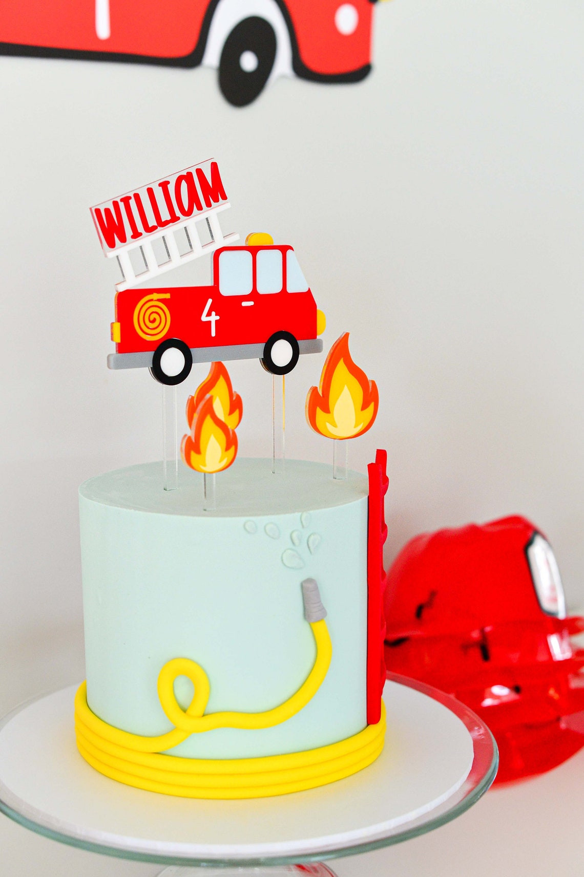 Personalised Fire Engine Themed Truck Custom Birthday Cake - Etsy