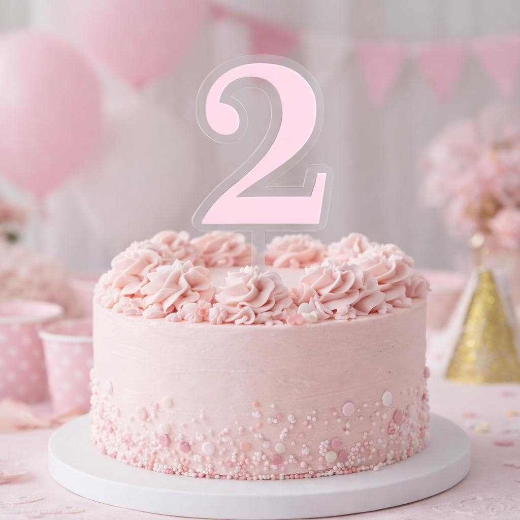 Number 2 Birthday Girl Two Cake Topper in Double Layered Acrylic, Laser ...