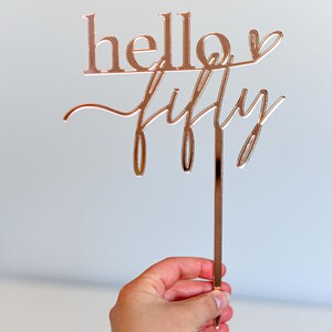 Hello Fifty 50th Birthday Cake Topper Acrylic Laser Cut - Etsy