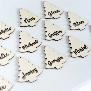Personalised Wooden Christmas Tree Gift Name Tag - Laser Cut Out Name ...