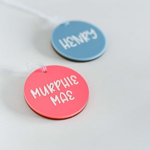 Personalised School Bag Tag Circle Round Bag Tag Acrylic Custom Name ...