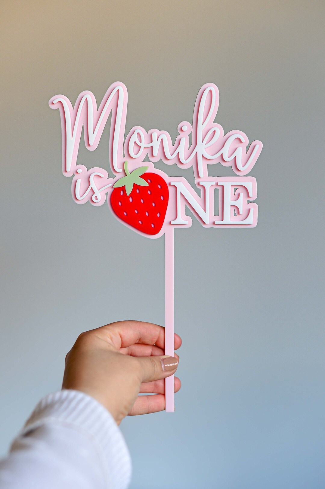 Personalised Berry First Birthday Girl Custom Strawberry Cake Topper in ...