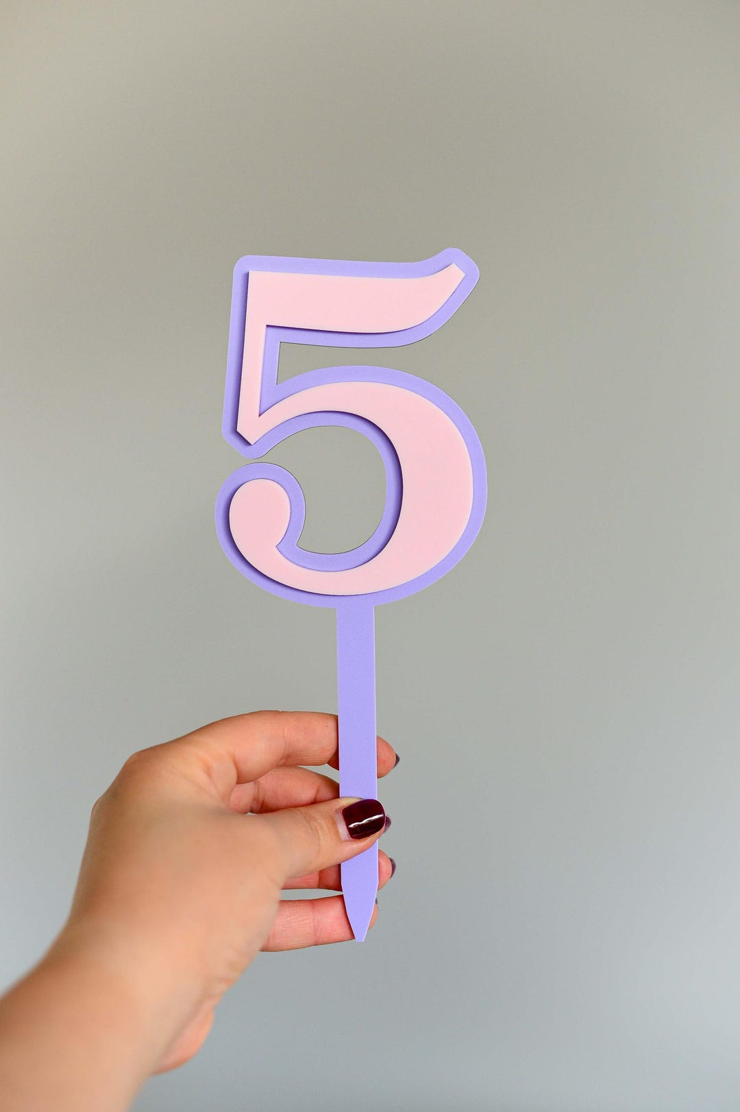 Number 5 Birthday Girl Five Cake Topper in Double Layered Acrylic ...