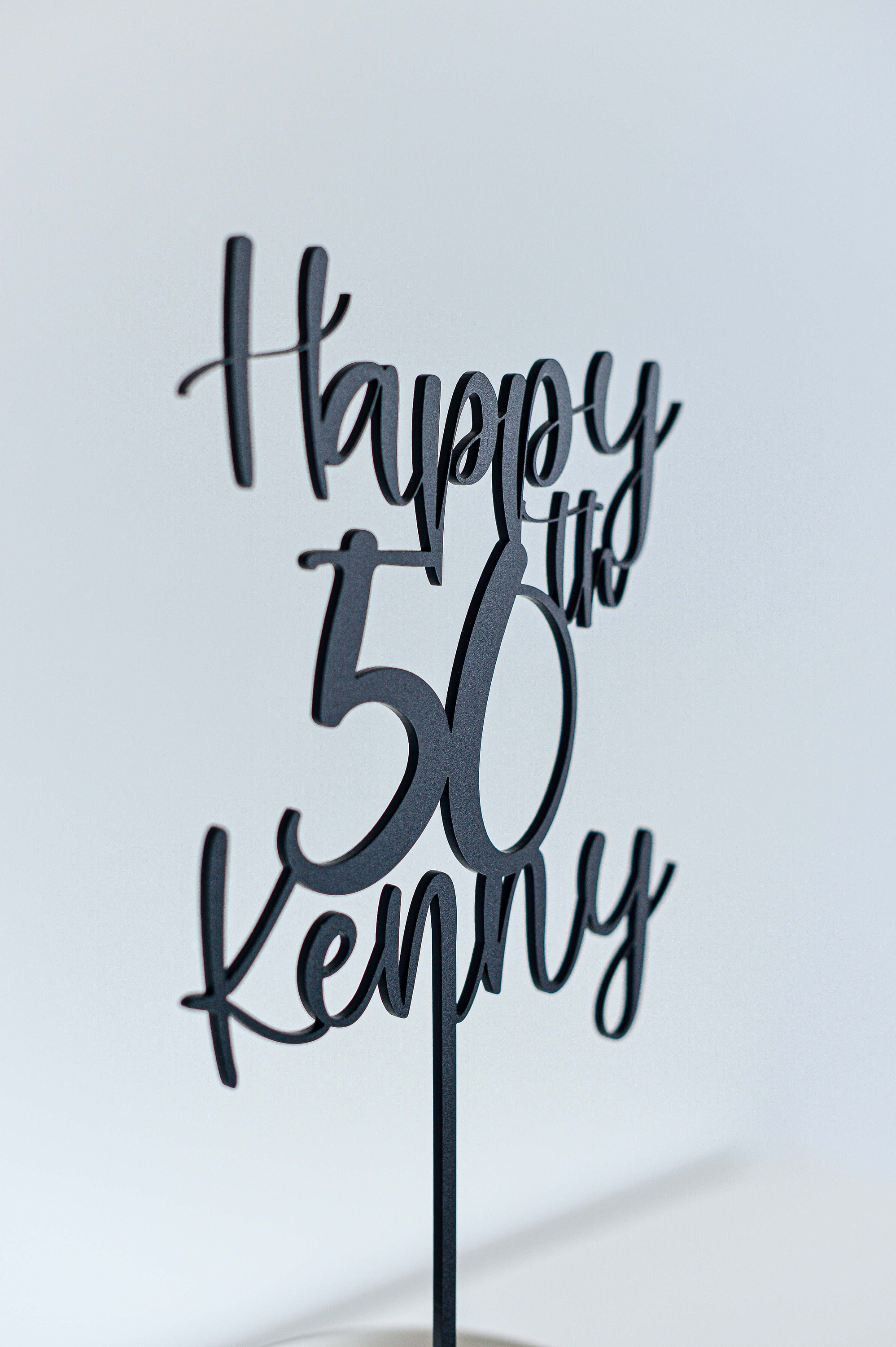 Personalised Happy Birthday 50th Custom Cake Topper Matte - Etsy