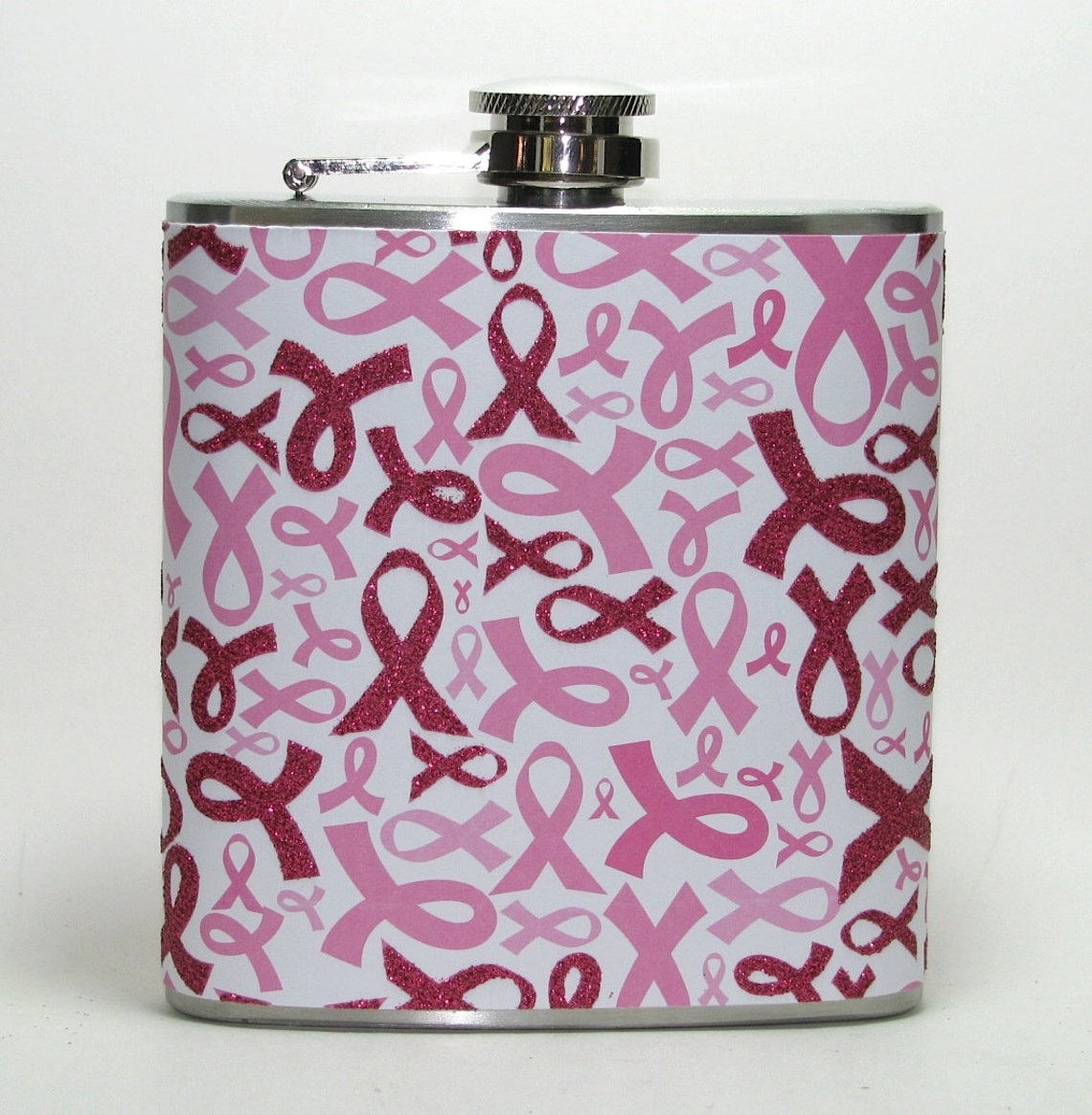 Breast Cancer Awareness Pink Ribbon Sparkly Glitter 6 Oz Size - Etsy