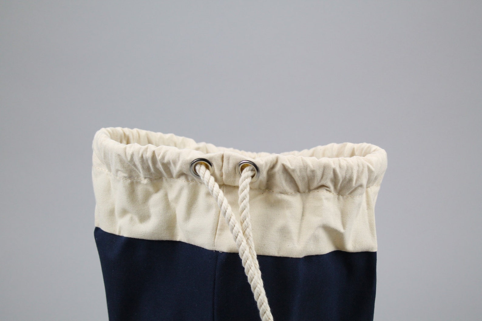 The Daniel Drawstring Backpack // Navy and Natural Waxed - Etsy
