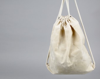 The Daniel Drawstring Backpack // Black Waxed Canvas Backpack/tote With ...