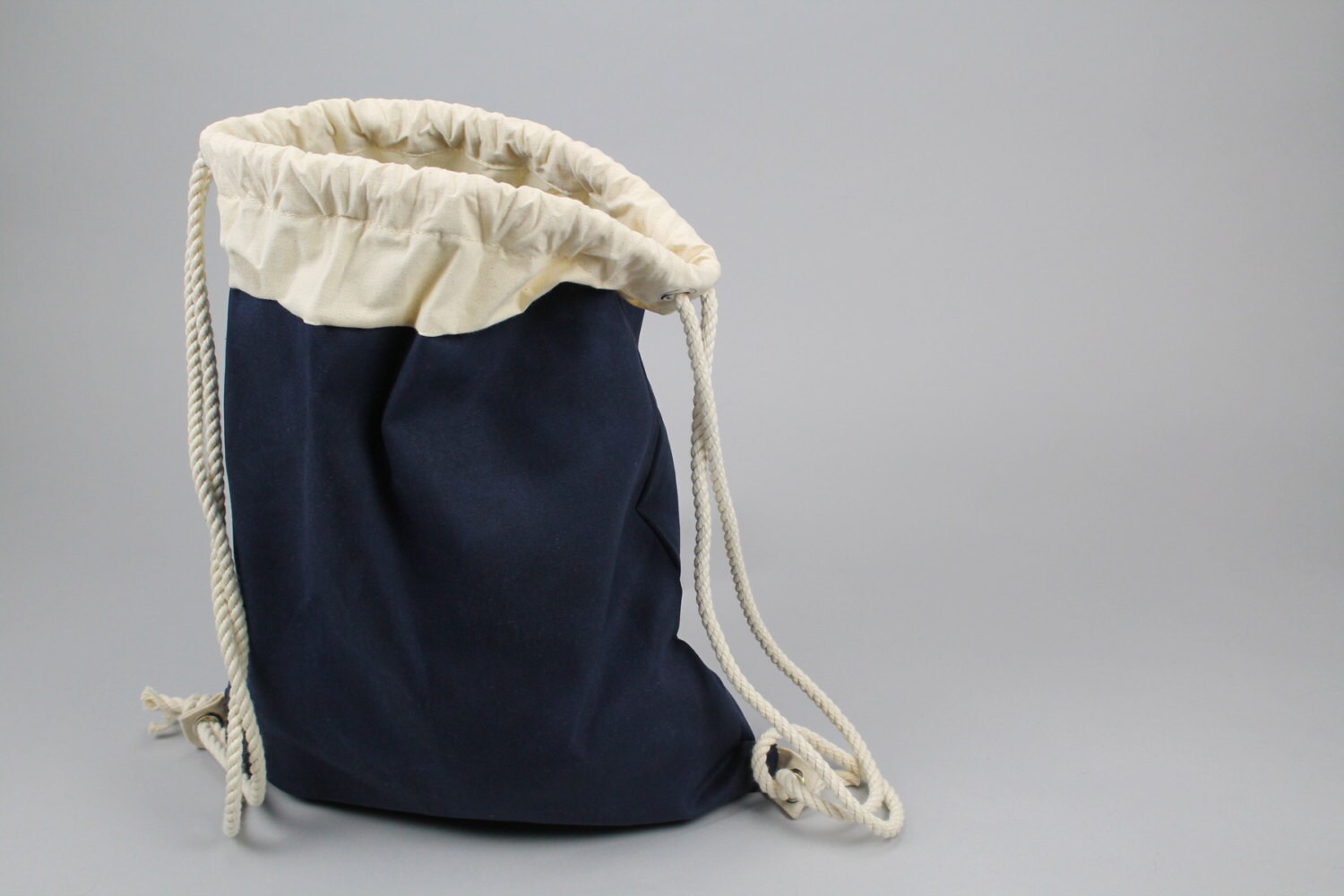 The Daniel Drawstring Backpack // Navy and Natural Waxed - Etsy
