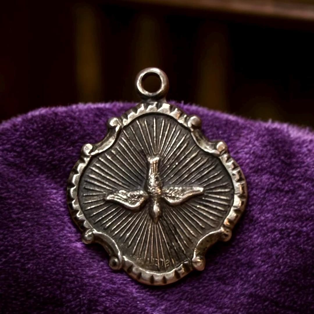 Vintage Sterling Silver Confirmation Medal Pendant W/ Dove - Etsy