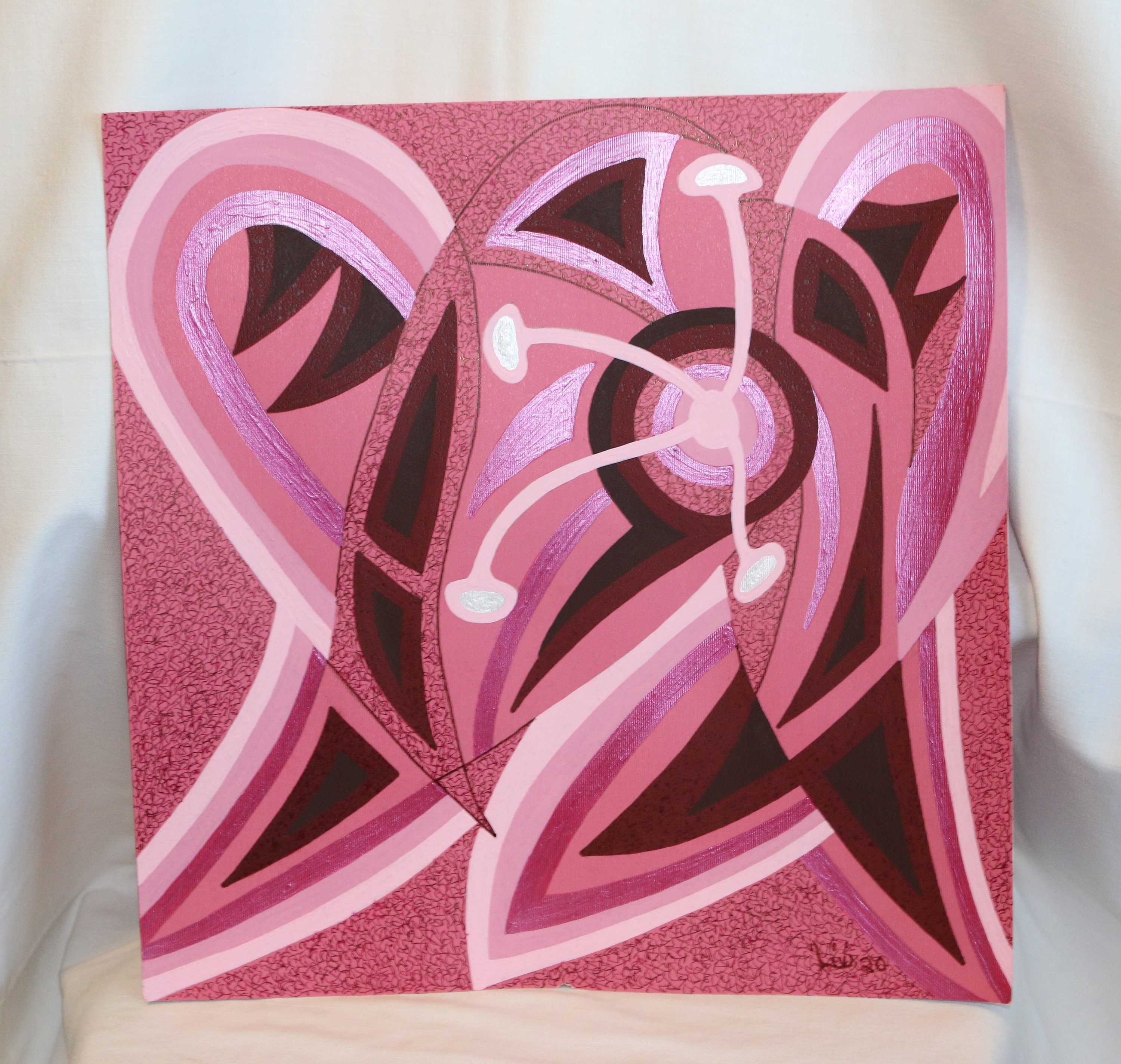 Small Colored Pencil Drawing, Abstract Floral Shape on Pink Paper - Etsy