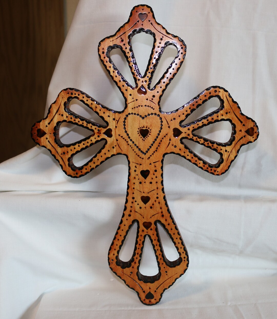 Buy Medium Pine Wood Cross, Heart Shapes Accenting a Tear Drop Online ...