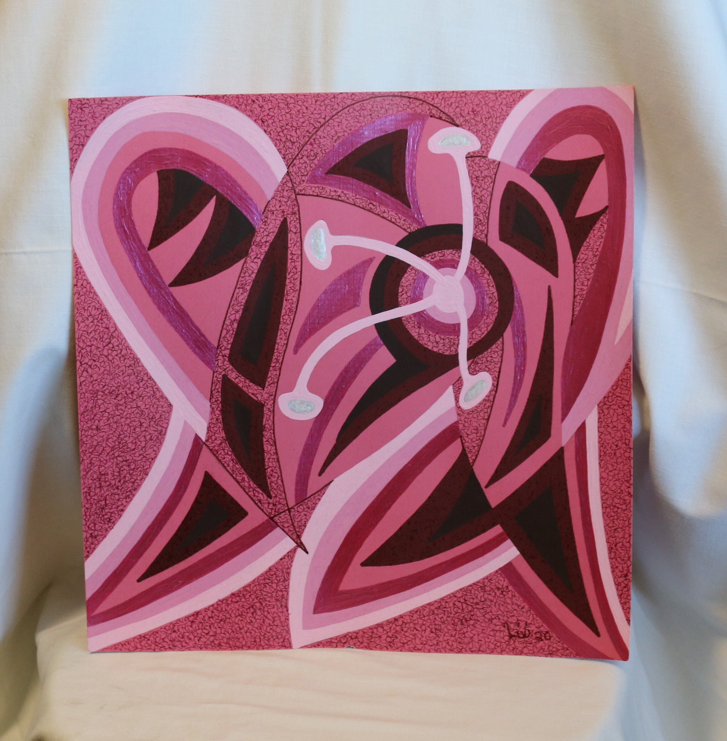 Small Colored Pencil Drawing, Abstract Floral Shape on Pink Paper - Etsy