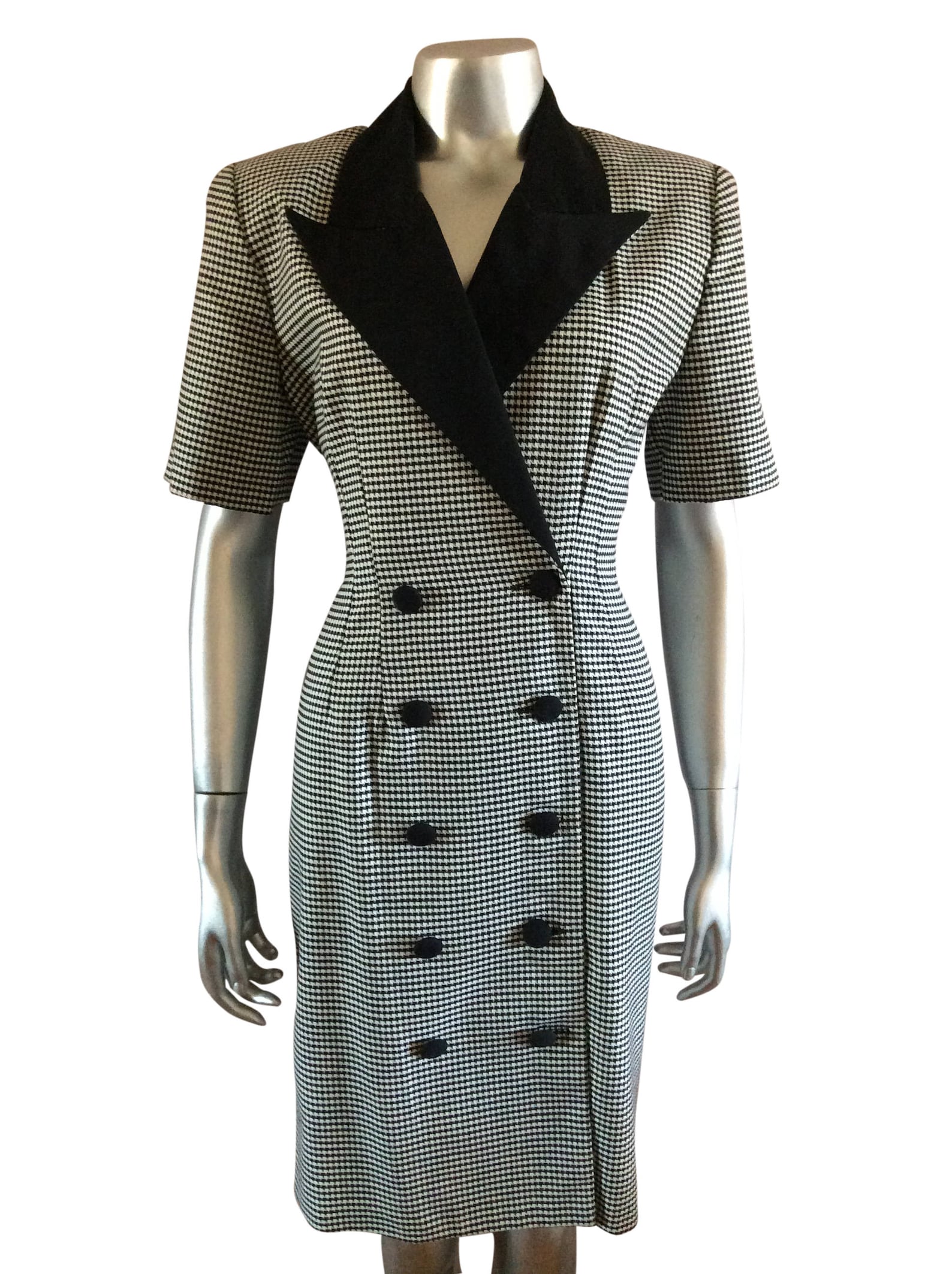 Vintage Black and White Houndstooth Dress | Etsy