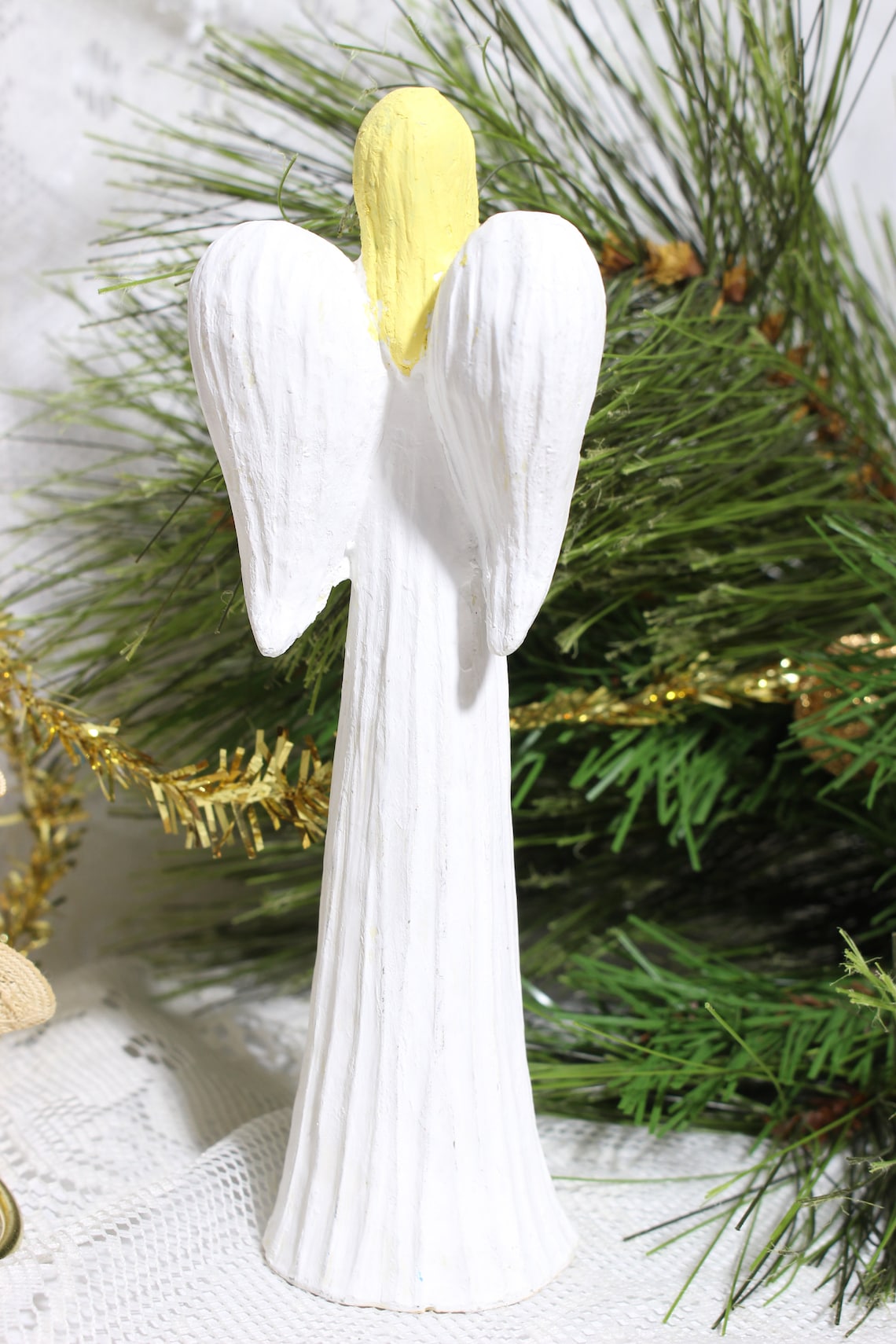 Christmas Angel Ornaments 2 Wood Angel Figurines 1 - Etsy