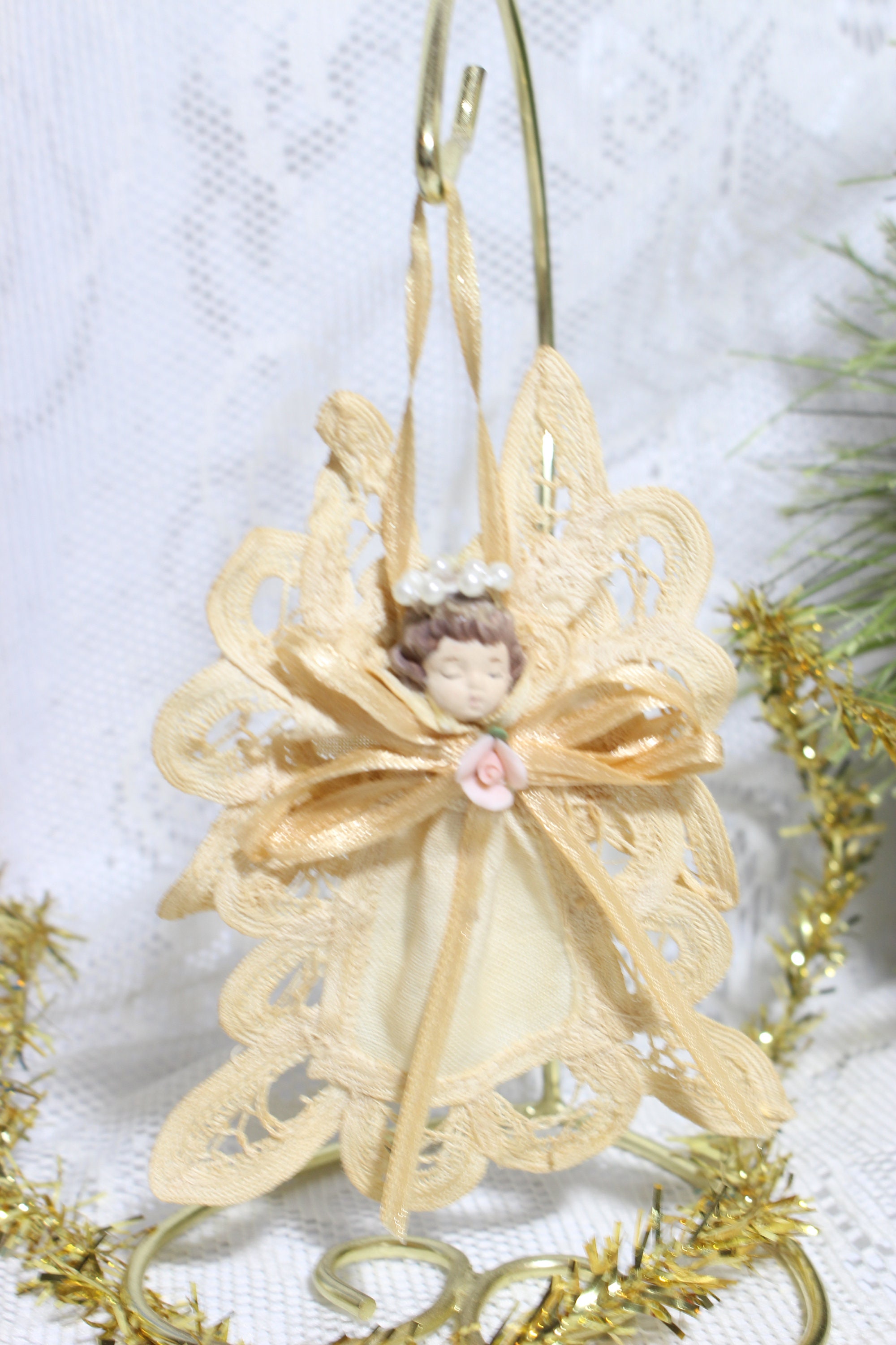 Christmas Angel Ornaments 2 Wood Angel Figurines 1 - Etsy
