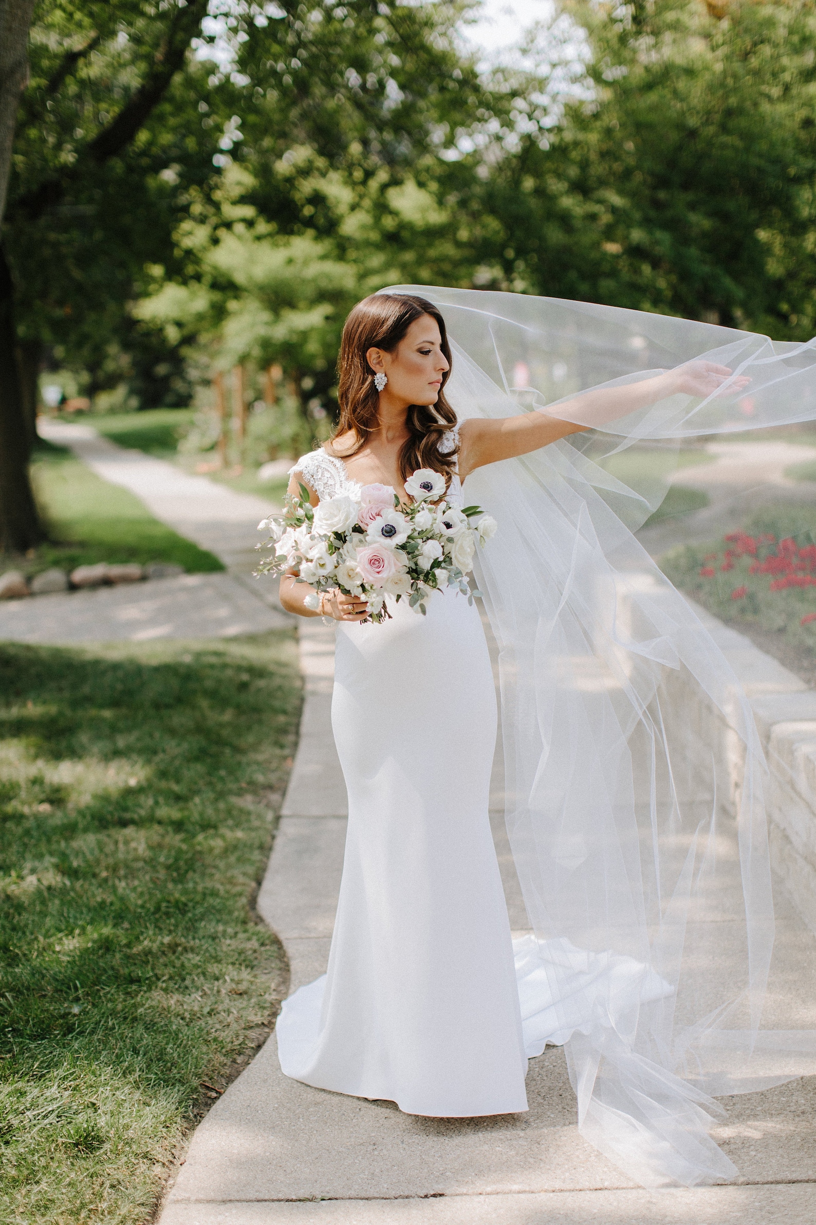 Sheer Drop Bridal Veil With Waist Length Blusher cathedral - Etsy