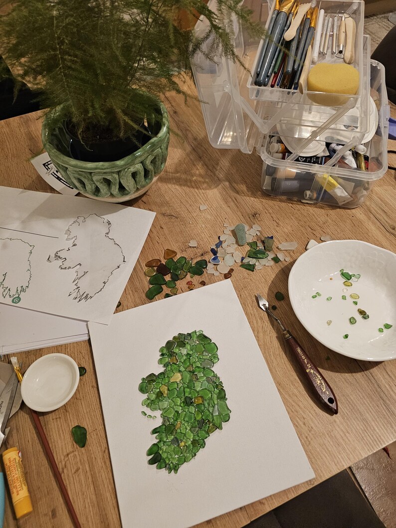 Sea Glass Mosaic Map of Ireland - Etsy