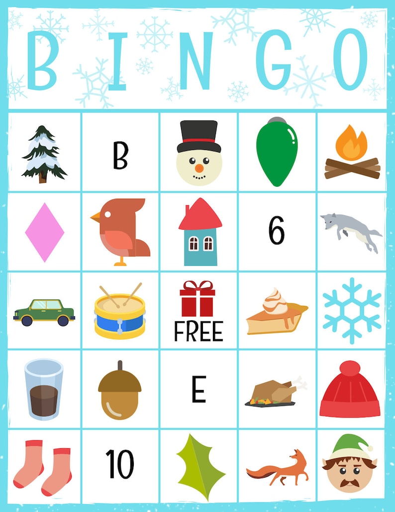 Kindergarten/ Preschool Winter Holiday Bingo Game Printable - Etsy