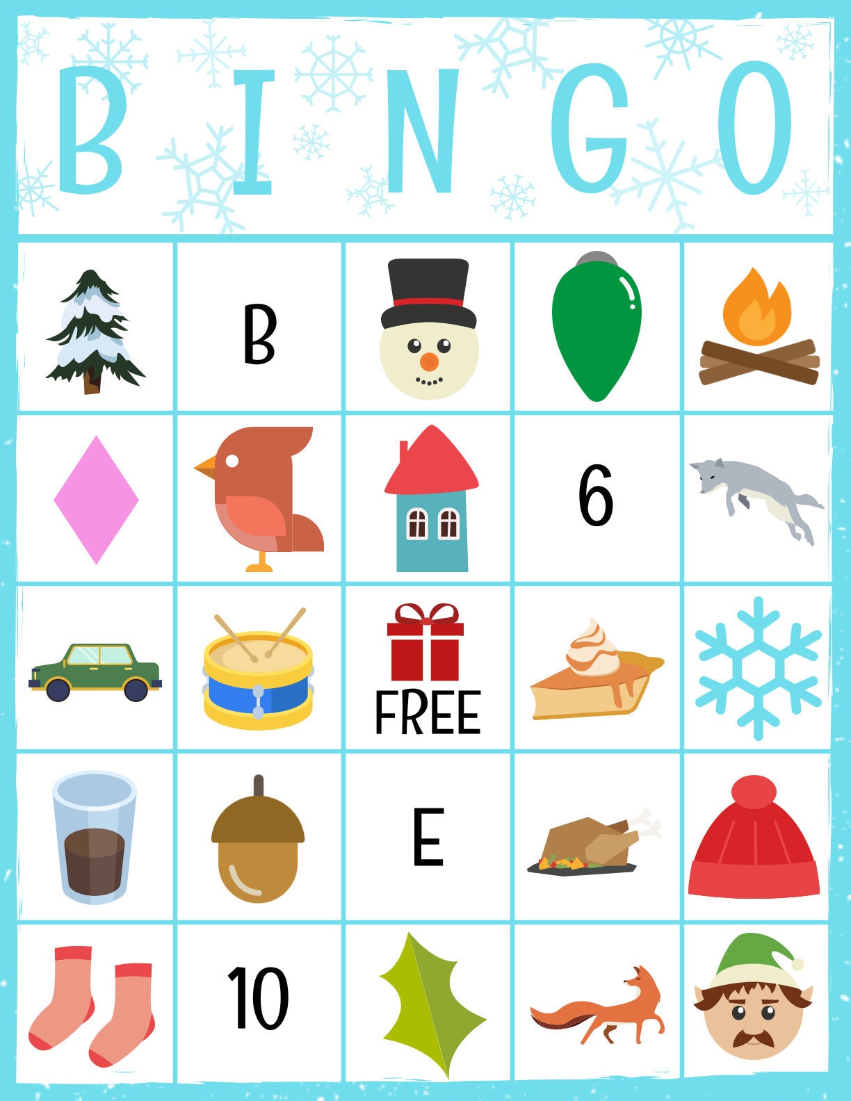 Kindergarten/ Preschool Winter Holiday Bingo Game Printable - Etsy