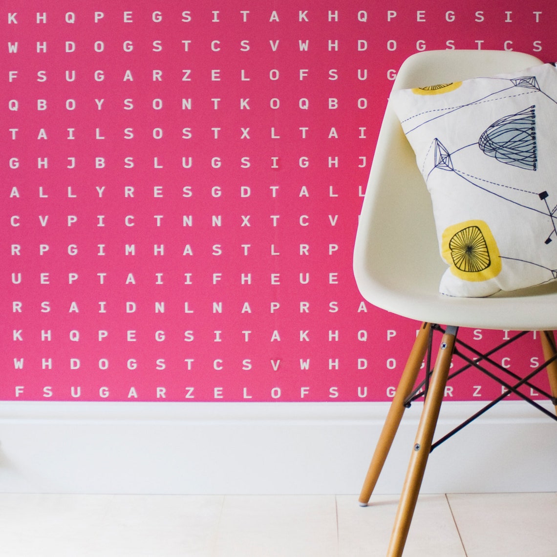 Word Search Wallpaper for Childs Room Pink - Etsy