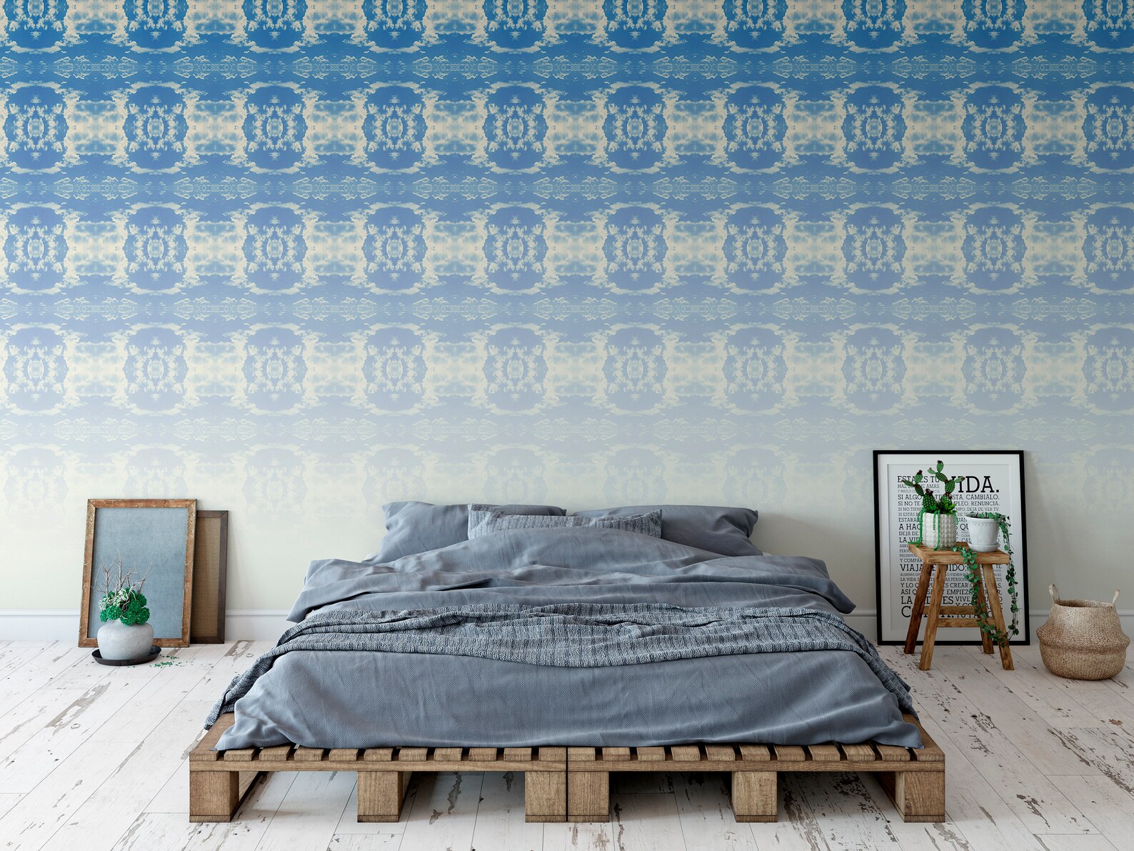 Cloud Wallpaper Cloud Rococo Ombre Happy Blue Ombre - Etsy