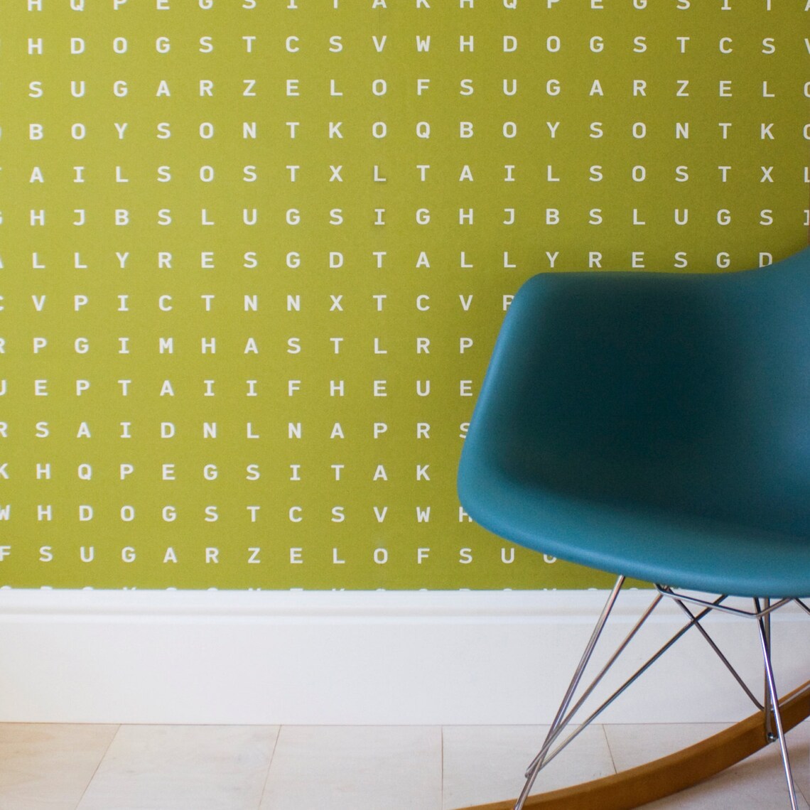 Word Search Wallpaper for Kids Room in Green - Etsy