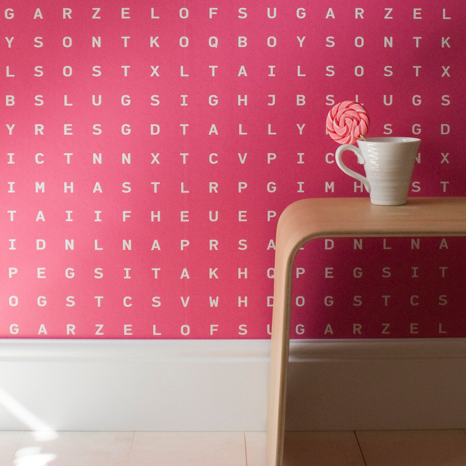 Word Search Wallpaper for Childs Room Pink - Etsy