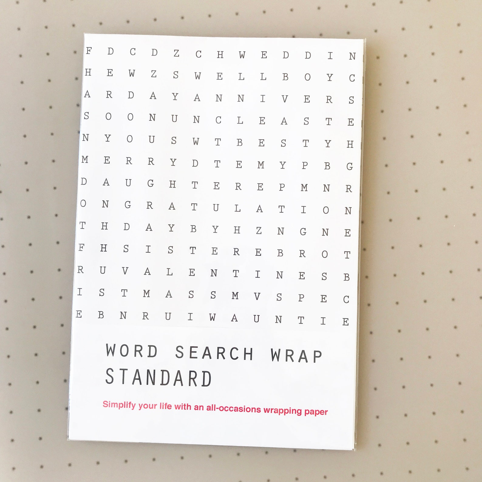 Word Search Wrapping Paper 4 Pack All Occasions - Etsy