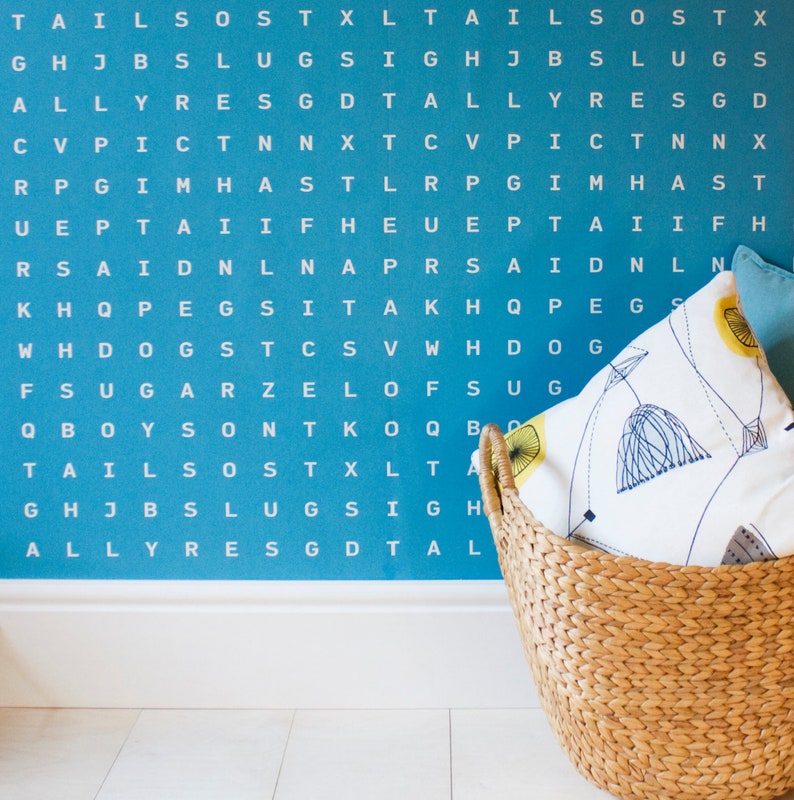 Word Search Wallpaper for Boys or Girls in Blue - Etsy