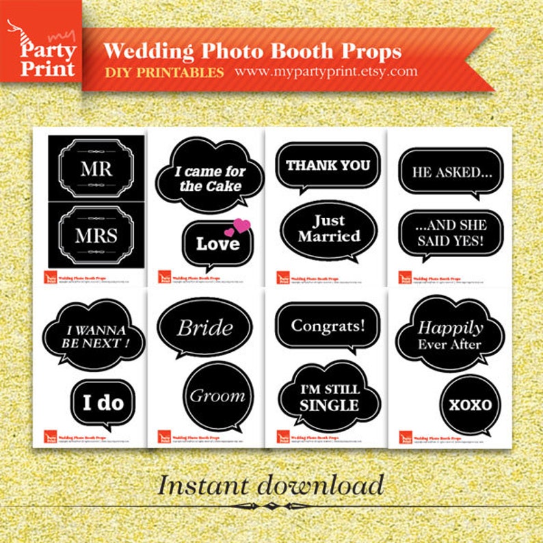 Wedding Photobooth Props / Chalkboard Sign / Speech Bubble Props ...
