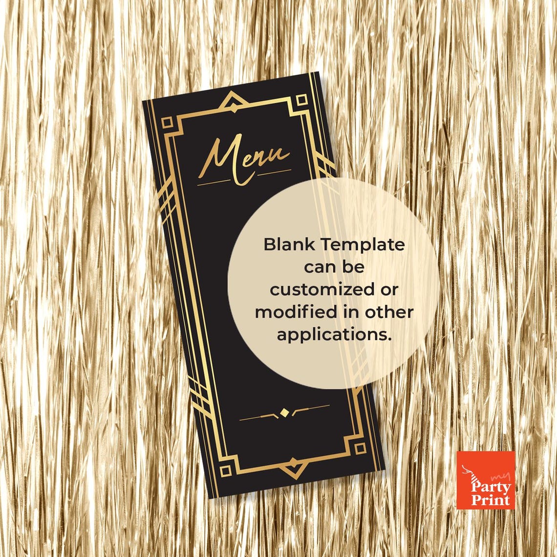Editable Great Gatsby Table Menu Template | Art Deco Wedding Menu ...