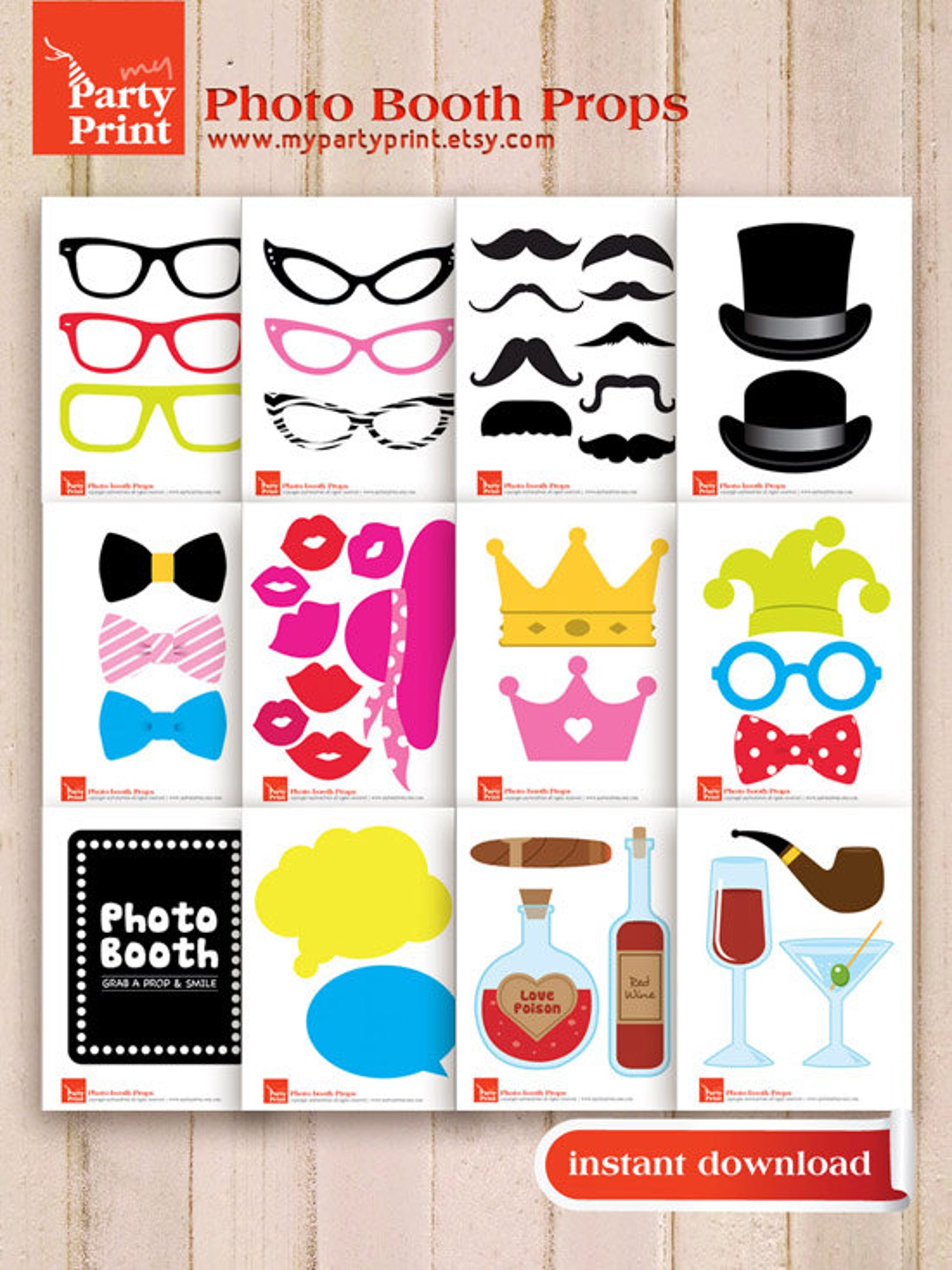 Photo Booth Props for Your Baby Shower / Wedding / Mustache Party ...