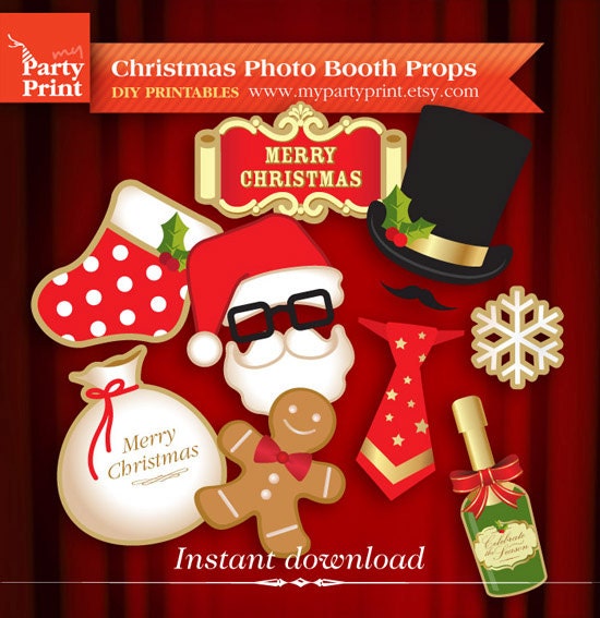 Printable Christmas Photobooth Props / Christmas Photo Props | Etsy