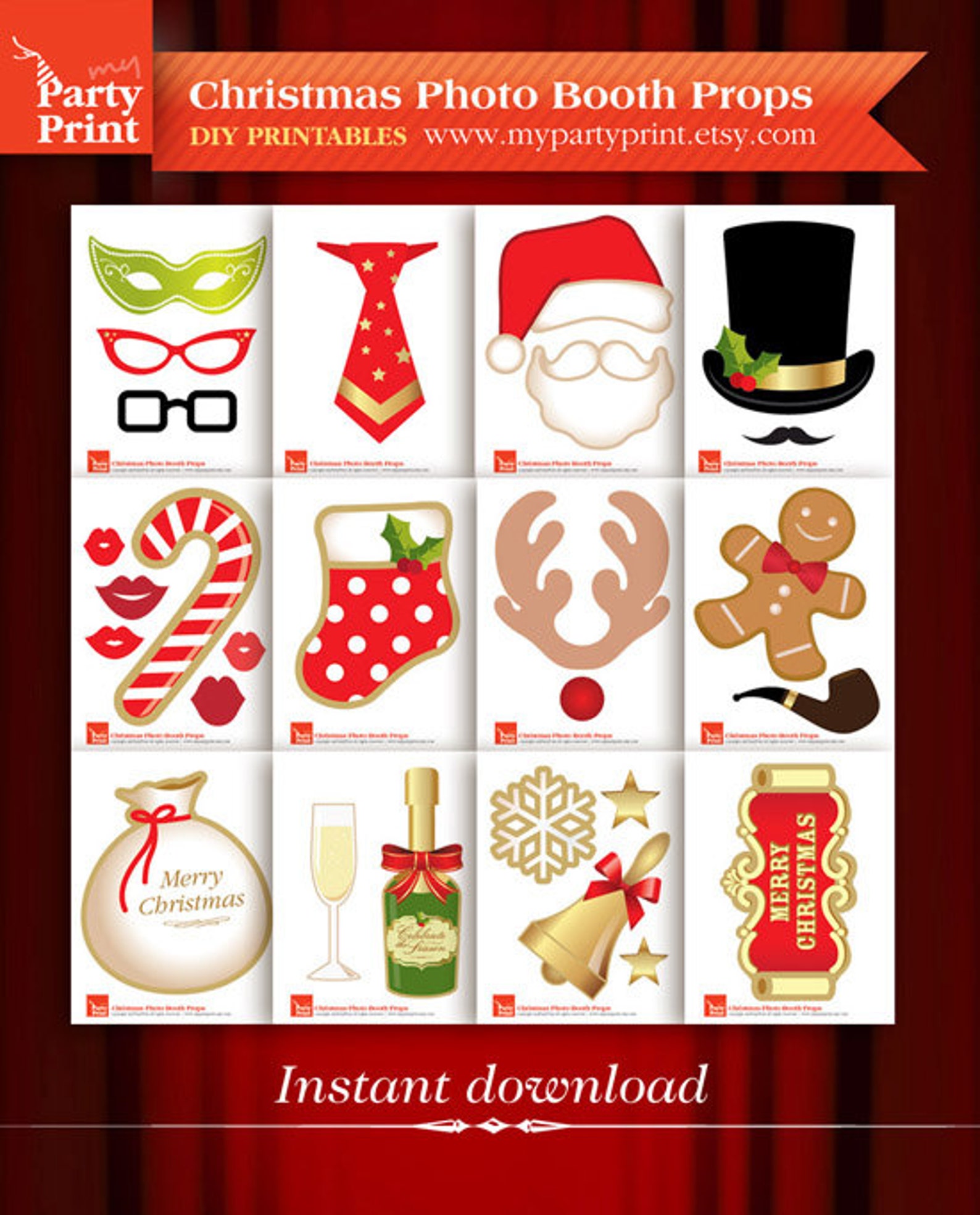 Printable Christmas Photobooth Props / Christmas Photo Props - Santa ...