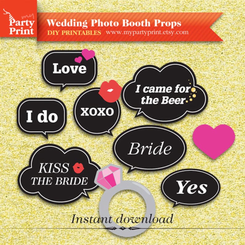 Wedding Photobooth Props / Chalkboard Sign / Speech Bubble Props ...