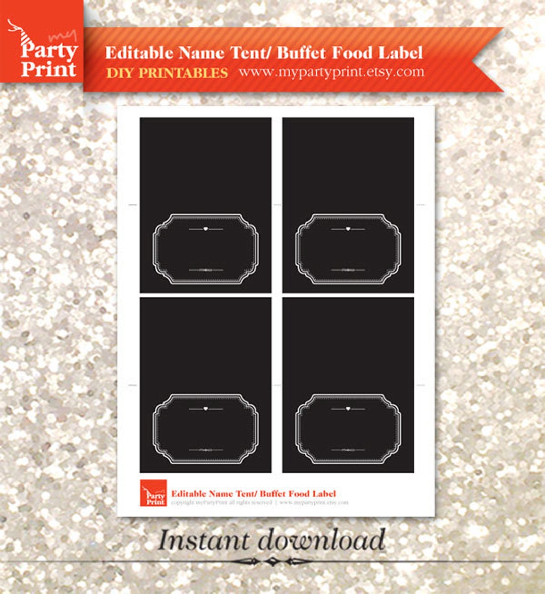 Editable Name Tent / Place Card / Buffet Food Label / Table Tent Card ...