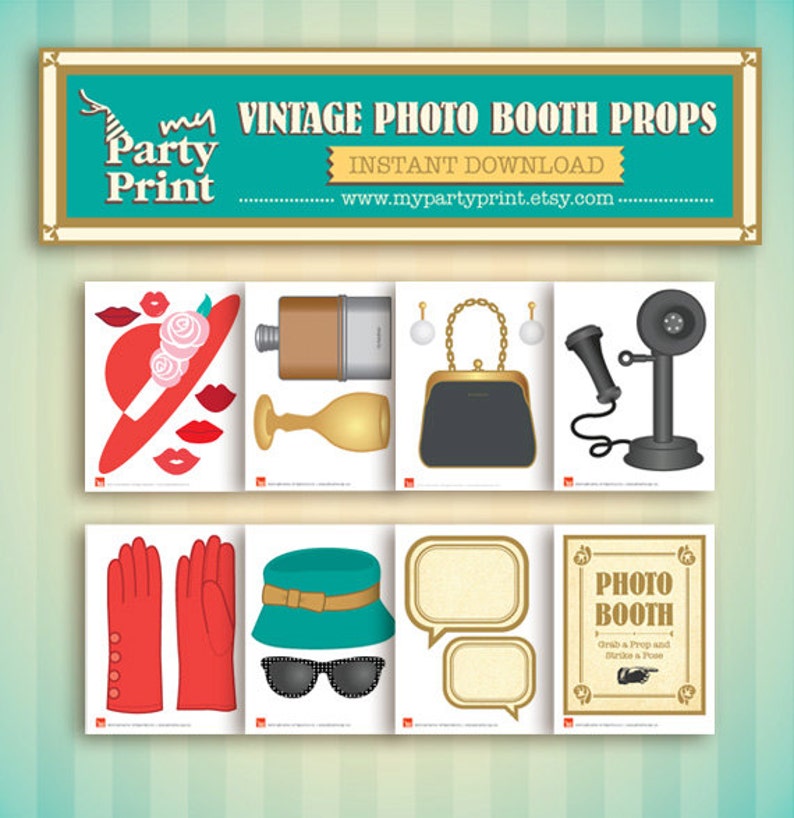 Photobooth Props (vintage) - Party Printable With Digital Mustache Lips ...