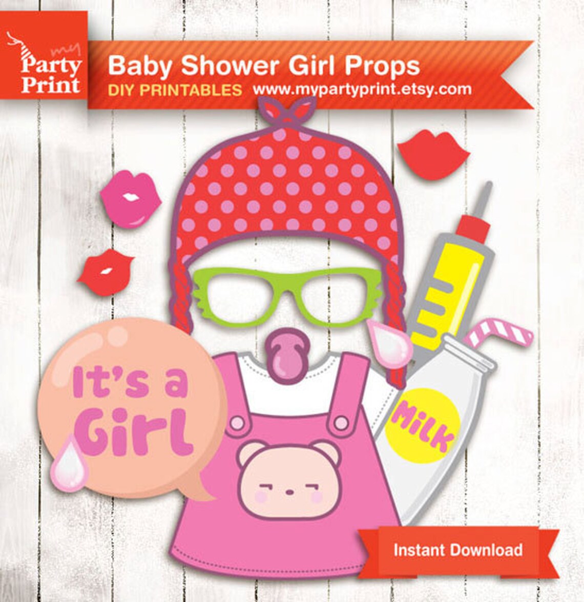 Baby Shower Photobooth Props (baby Girl) - Party Printable With Digital ...
