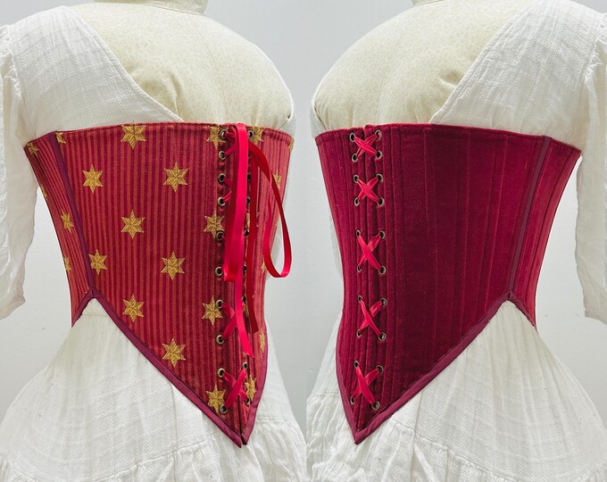 26” Red & Gold Star Stripe Satin and Deep Red Velvet Reversible Front ...