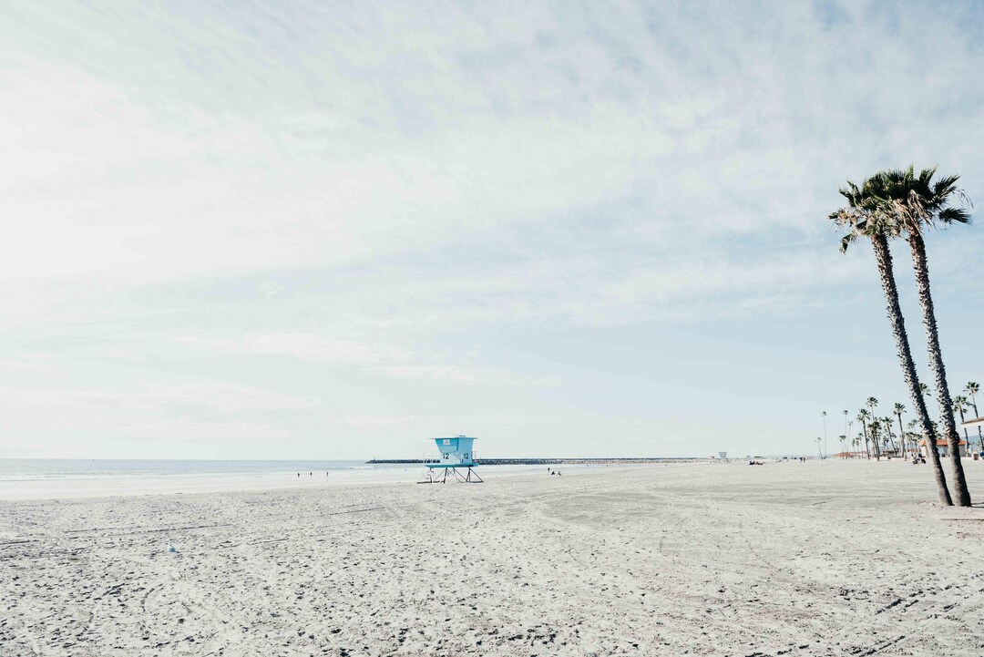 Oceanside Harbor Beach California Lifeguard Tower, Beach, Palm Trees ...