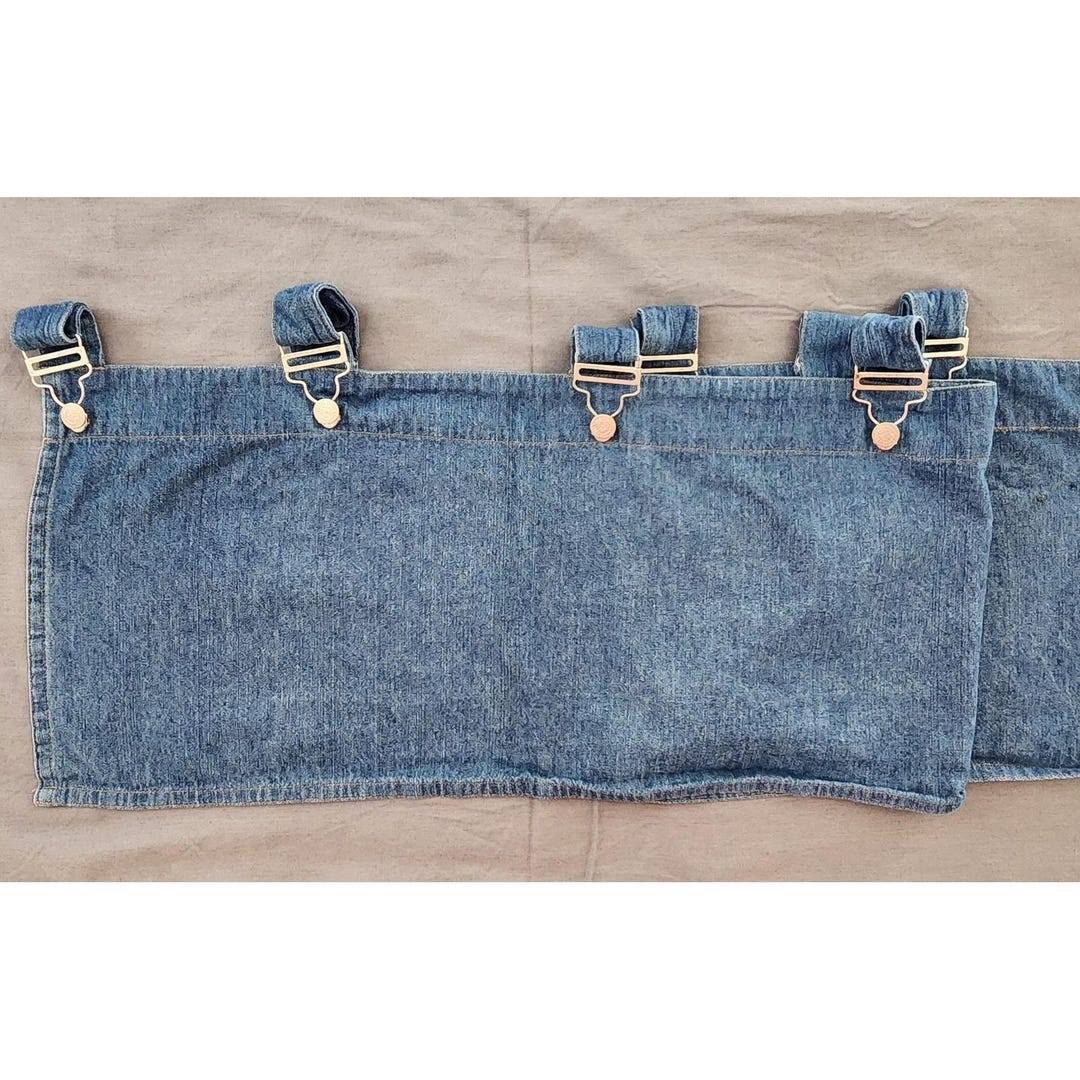 Denim Curtain Valance Panel Overall Tab Top Rustic Farmhouse Decor ...
