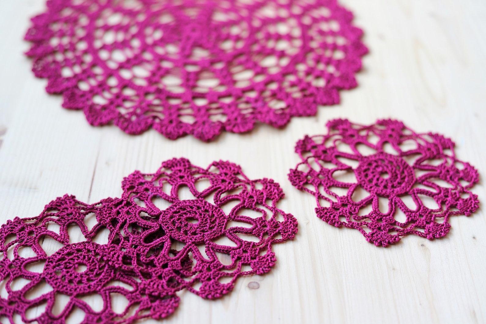 Dark red doilies 2 sizes available crochet doily crochet | Etsy