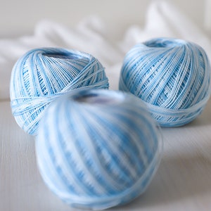 Blue and White Crochet Thread, Snehurka Ombre, Cotton Thread, Doily ...
