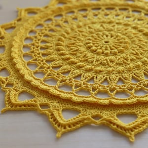 Yellow Crochet Doily: Anastasia Design, Boho Table Decor (14 Inch) - Etsy