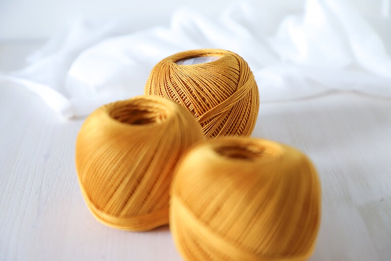 Honey Gold Crochet Thread Snehurka Czech Made Cotton - Etsy
