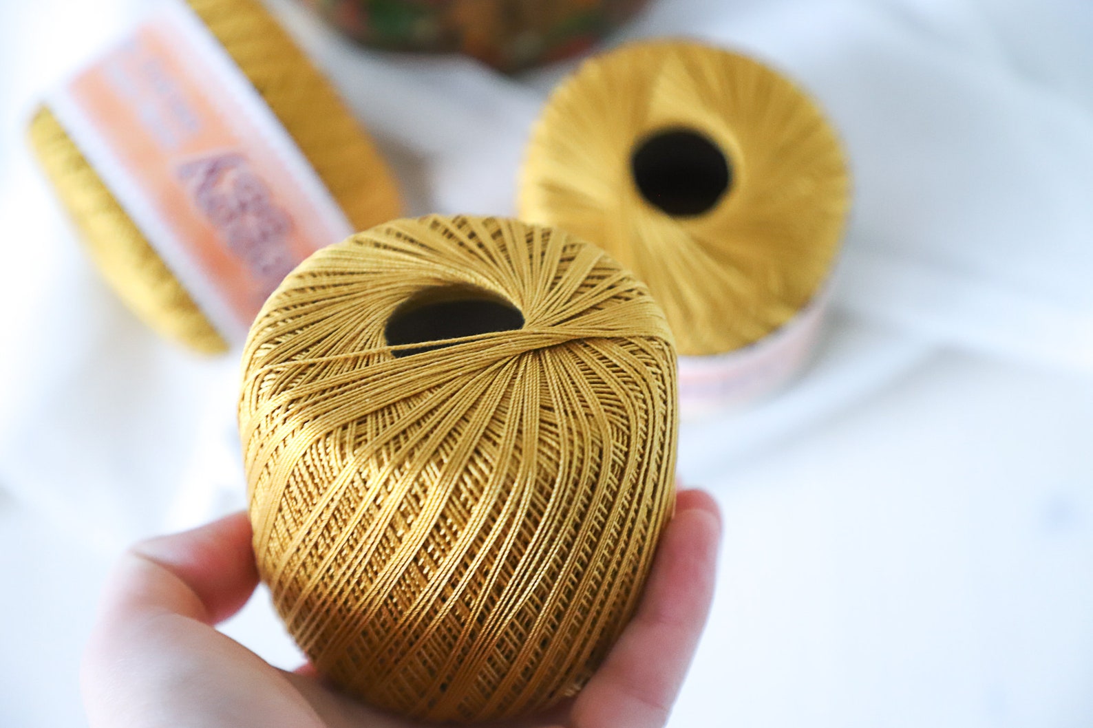 Golden Cotton Crochet Thread Meggy Gold Yarn Doily - Etsy