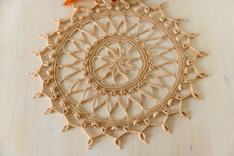Vintage Beige Crochet Doily Charm 35 Cm - Etsy