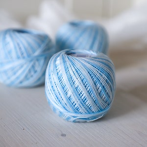 Blue and White Crochet Thread, Snehurka Ombre, Cotton Thread, Doily ...
