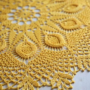 Large Yellow Doily, 52 Cm, Crochet, Tablecloth, Table Runner, Decor ...